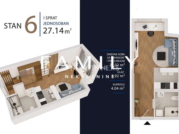 PRODAJE SE MODERAN STAN – 27 m² – SLANA BARA – NOVOGRADNJA