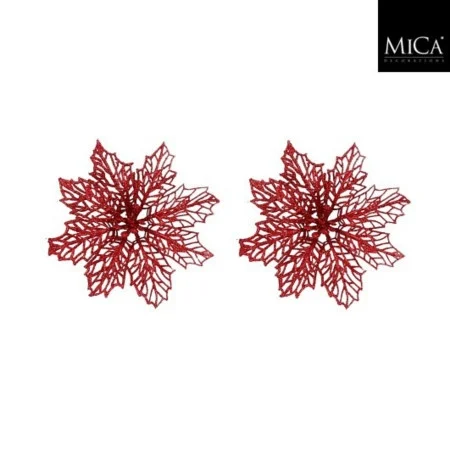 Dekordom 1181046 novogodišnja dekoracija - clip poinsettia set 2pcs 13cm - red - edl ( 044621 )