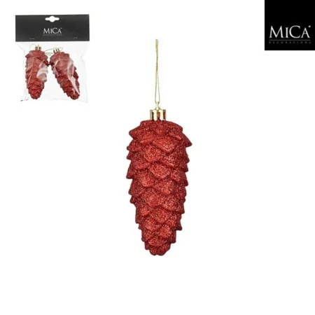 Dekordom 1179679 novogodišnja dekoracija - ornament pine cone set 2pcs 11cm - red - edl ( 044581 )