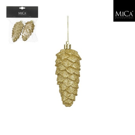 Dekordom 1179680 novogodišnja dekoracija - ornament pine cone set 2pcs 11cm - gold - edl ( 044582 )