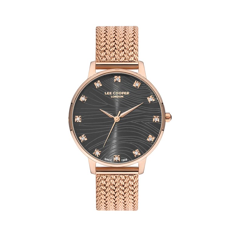 Lee Cooper Ženski sat LC07401.450, Crno kućište, Rose gold