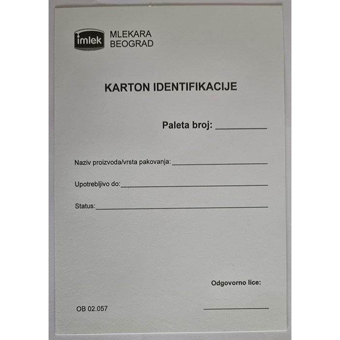 Obrazac IM karton identifikacije