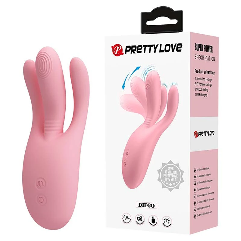 Multifunkcionalni vibrator Diego 300099, 13.2cm, Svetloroze