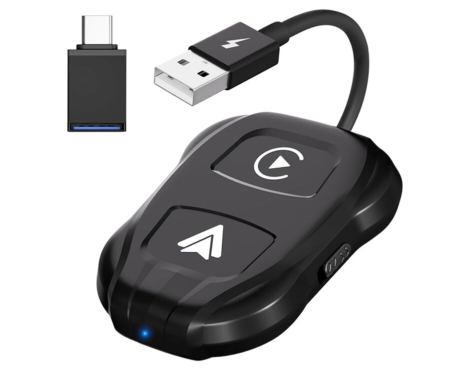 TechAdro Carplay Wireless Adapter - auto Andorid 2 u 1 USB, Type C crni
