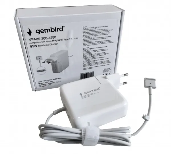 NPA85-200-4250 (TJ-341N Apple Type-T) Gembird punjac za MacBook 85W-20V-4.2A, Magsafe2 Type-T