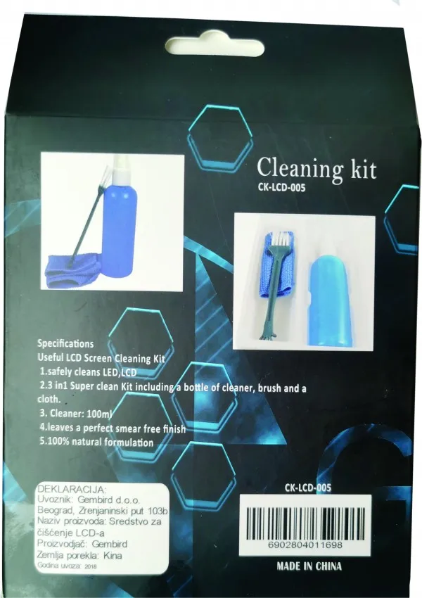 CK-LCD-005 * Gembird Cleaning set 3 in 1, fluid 100ml + brush + towel, set za ciscenje(99)