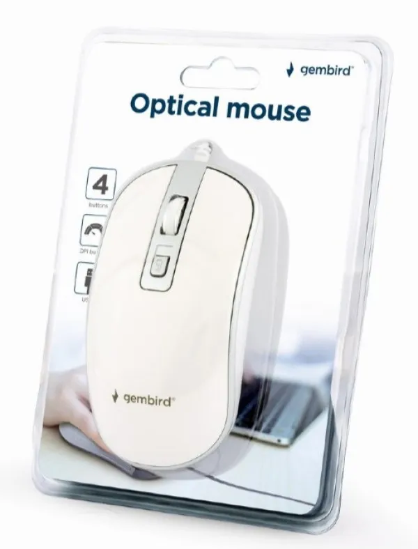 MUS-4B-06-WS Gembird Opticki mis 800-1200Dpi 4-button 99mm white/silver USB