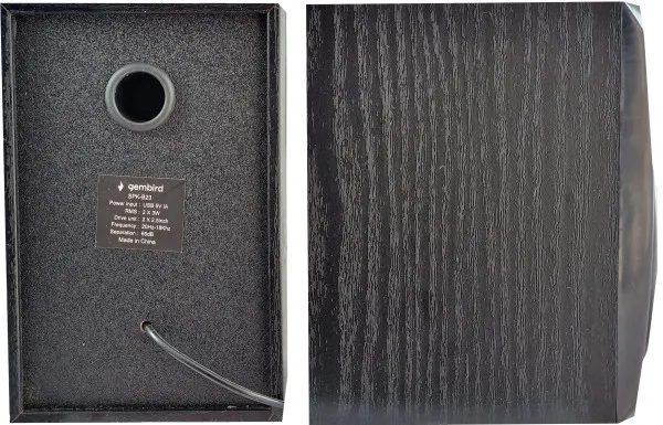SPK-B23 * Gembird Stereo zvucnici black Wood, 2.5 inch, 6W RMS (2x3W) USB pwr, volume control, 3,5mm