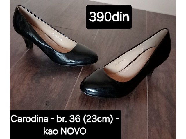 Carodina cipele štikle crne lakovane br. 36 - kao NOVO