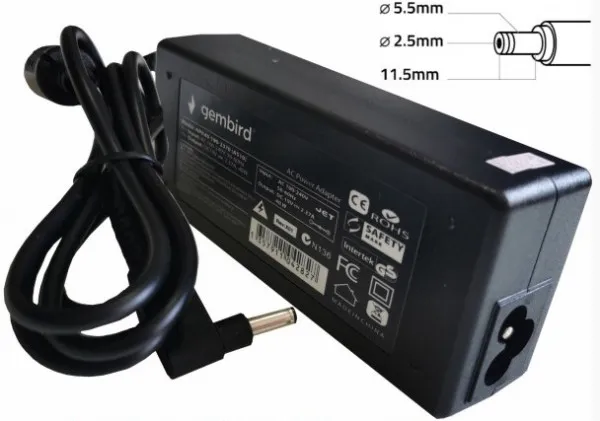 NPA65-190-3420 (AS12) Gembird punjac za laptop 65W-19V-3.42A, 5.5x2.5mm black (Alt=AS16)