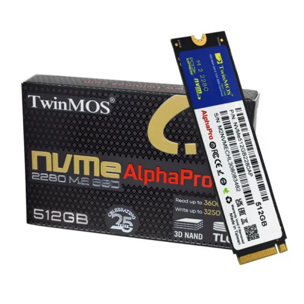 SSD M.2 NVMe TwinMOS 512GB, 3600MBs/3250MBs NVMe512GB2280AP