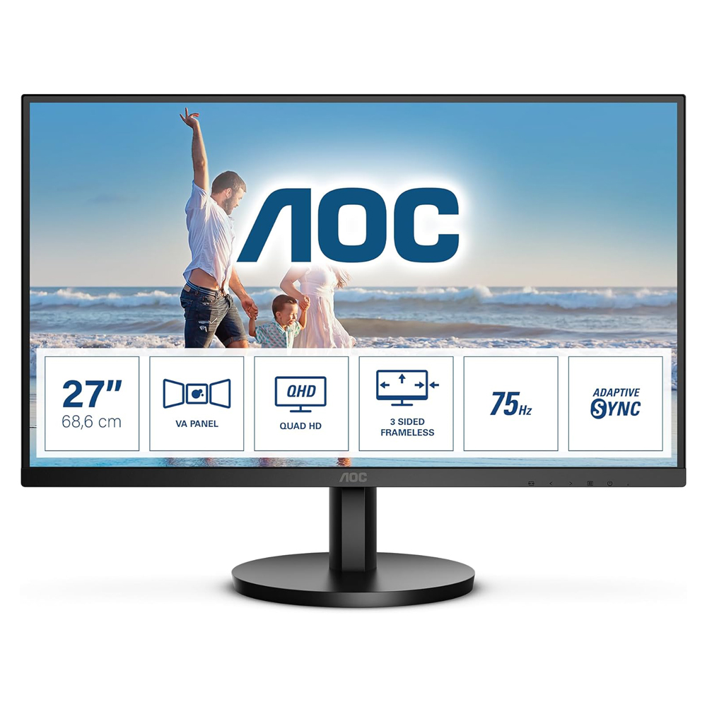 AOC Q27B3MA 27in QHD VA Monitor | 2560×1440 75Hz | AMD FreeSync | HDMI, DisplayPort