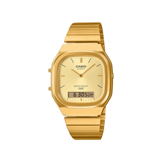 Casio Vintage AQ-240EG-9A unisex Edgy Gold Tone Xl Champagne Dial Edition