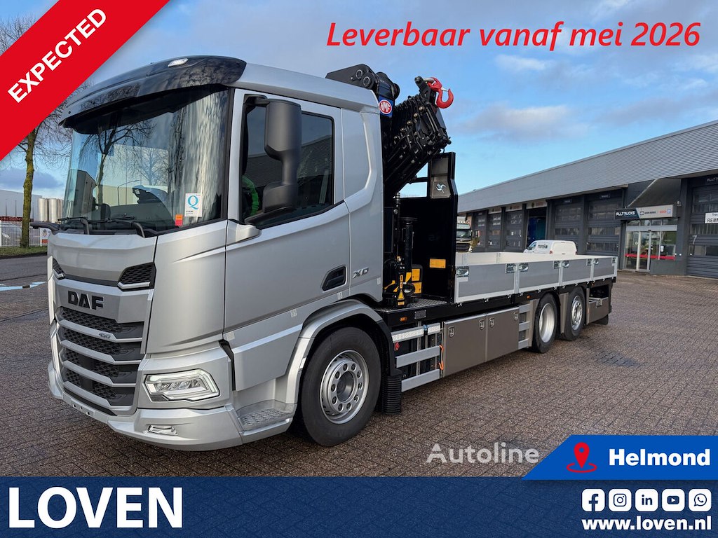 Novi DAF XD 450 FAN + HMF 3220-K6 AUTOLAADKRAAN kamion s ravnom platformom