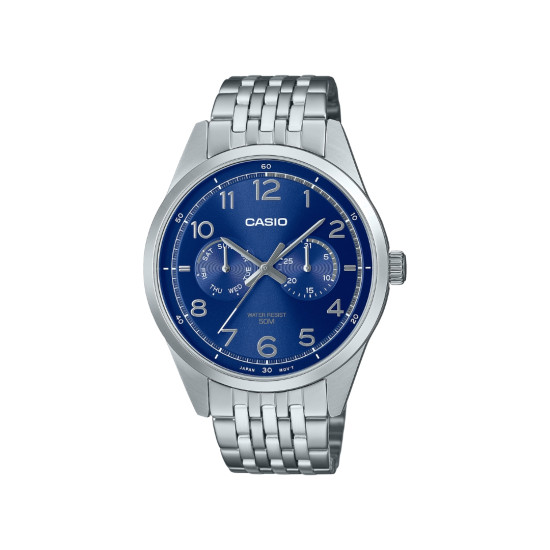 Casio MTP-E340D-2A muški sat Classic Day Date Navy Blue Dial