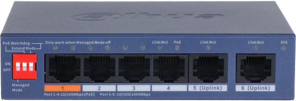 Dahua Switch CS4006-4ET2GT-60 Cloud upravljivi Layer 2, PoE, 4-portni sa 2 gigabitna uplink-a