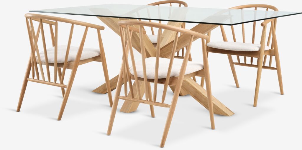 AGERBY D190 sto natur hrast + 4 LYKSBORG natur hrast