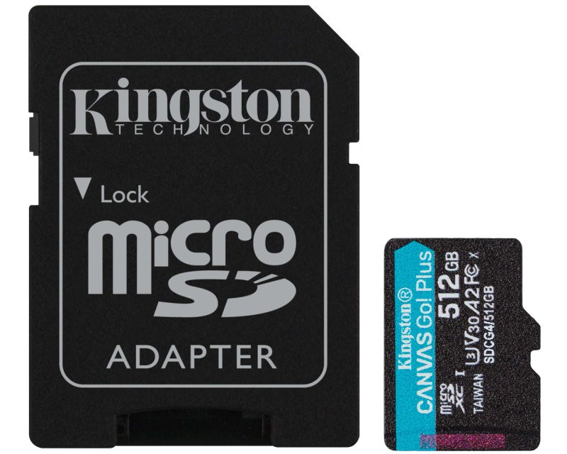 KINGSTON - Memorijska kartica U3 V30 microSDXC 512GB Canvas Go Plus 200MB/s A2 + adapter SDCG4/512GB