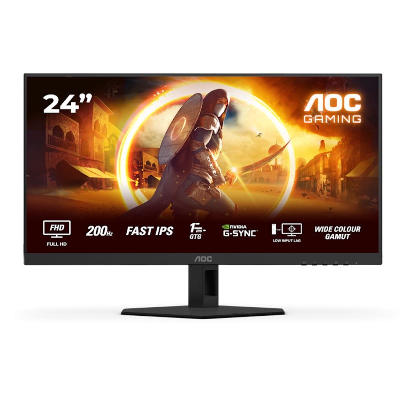 MONITOR AOC 24G4HRE 23.8"/IPS/1920X1080/200HZ/1MS GTG/HDMIX2,DP/GSYNC,FREESYNC/ZVUCNICI/CRNA