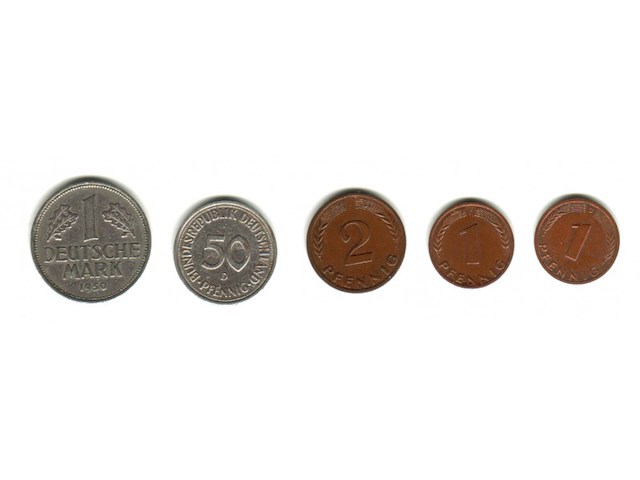 LOT od 5 nemačkih kovanica (1950-1988)