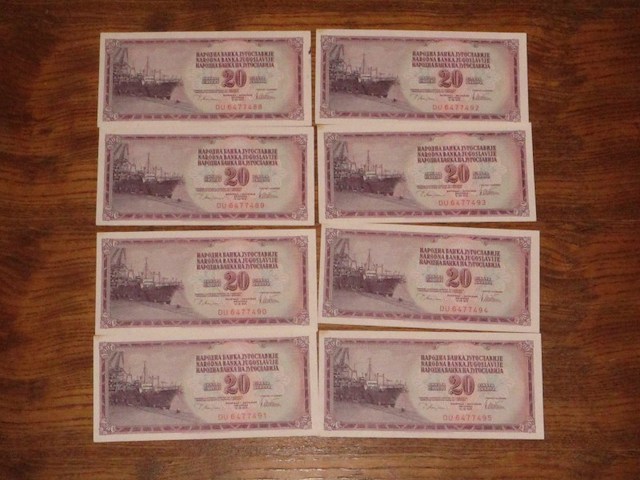 20 dinara 1978. - lot 8 komada u nizu po brojevima