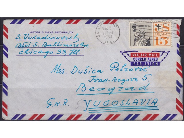 622. USA, 1963, Airmail