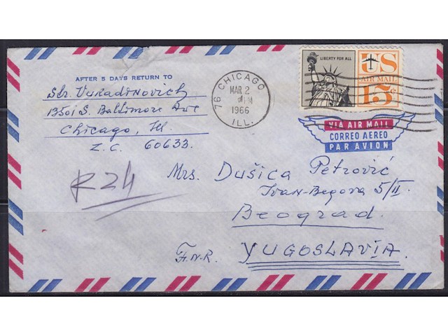 614. USA, 1966, Airmail