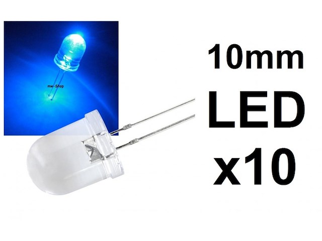 LED dioda - Plava - 10mm - 10 komada