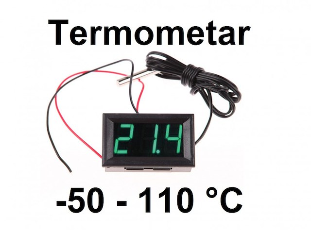 Digitalni termometar sa sondom -50-110°C - LED zeleni