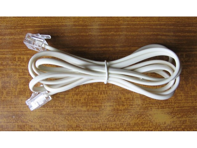 Telefonski kabl dvožilni, beli, 1,15 m, sa konektorima