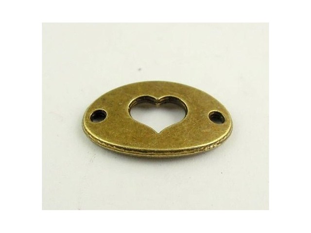 Konektor boje bronze srce 20x13mm