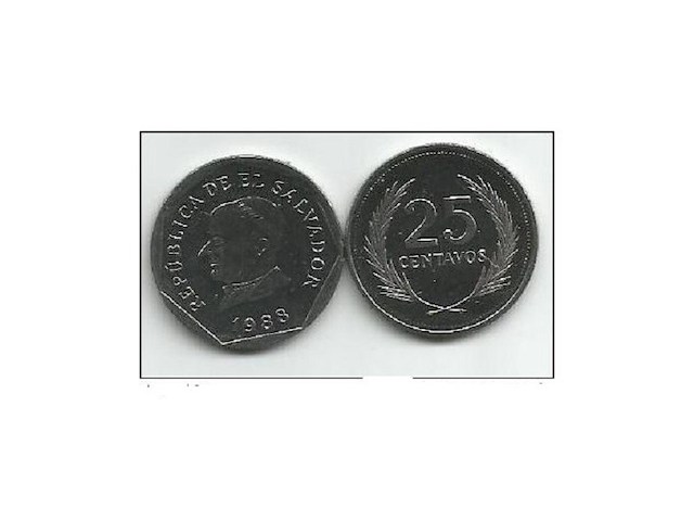 El Salvador 25 centavos 1988. UNC