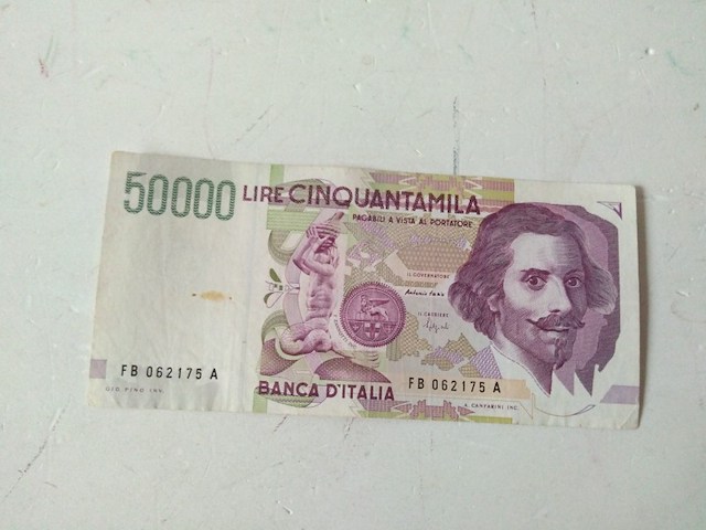 50000 lira Italija  1992.godine