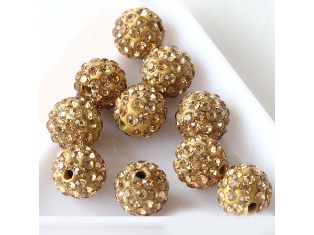 Perla sa cirkonima šambala 10mm boje zlata ili meda