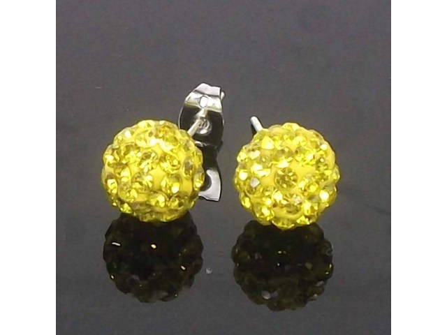 Yellow Sparkle Round Crystal Ball Bib Stud Earrings