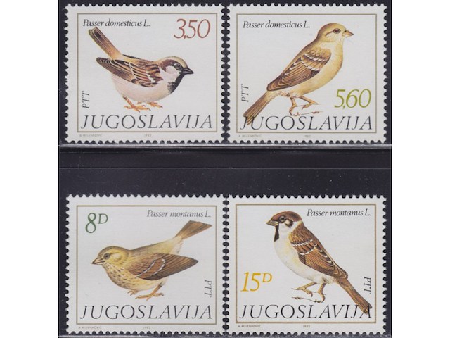 Jugoslavija 1982 Fauna - Ptice, čisto (**)