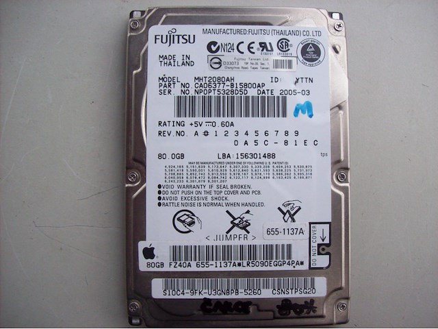 Fujitsu ata hard  80 Gb - 2.5 inca