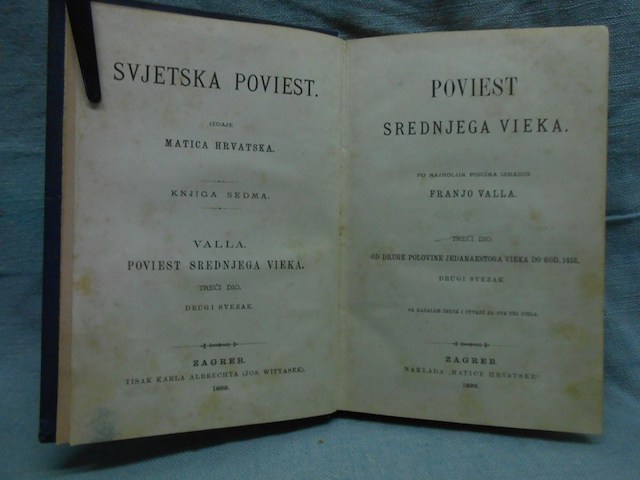 POVIEST SREDNJEG VEKA Franjo Valla 1896.