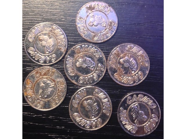 Zetoni lot od 7 komada Silver Casino Coin (9.)