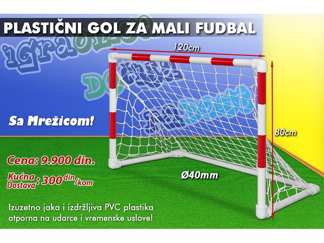 Fudbalski gol - Plastični - 120x80cm