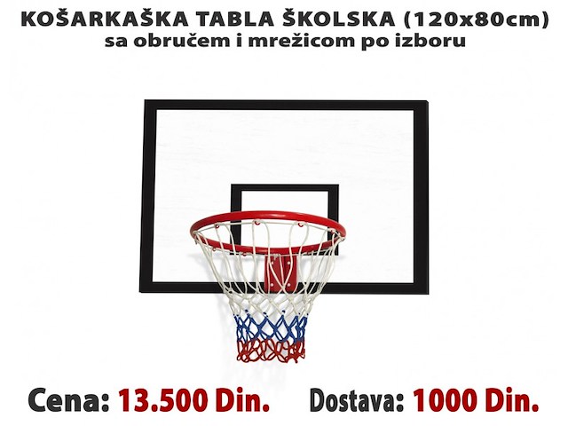 Koš tabla Školska + obruč sa mrežicom