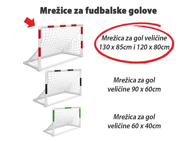 Mrežica za fudbalski gol veličine 130x85cm