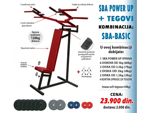 Sprava za vežbanje (SBA) + tegovi 44kg