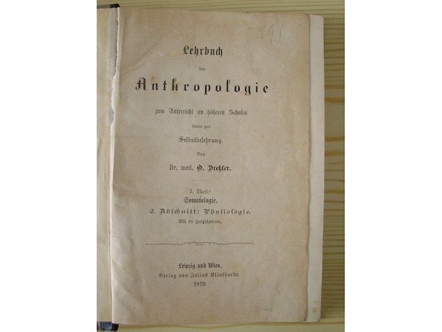 O, Dresler, LEHRBUCH DER ANTHROPOLOGIE, Wien, 1879.