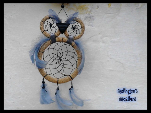 Siva sova hvatac snova dream catcher home decor