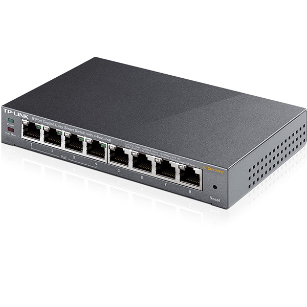 TP-Link TL-SG108PE PoE EasySmart upravljiv svič 8-port Gigabit 10/100/1000Mb/s, 4 PoE porta 802.3af do 55W, VLAN 802.1Q/MTU/Port, QoS, Rate limit, IGMP, Link Aggregation, 15K jumbo frame, Central ...