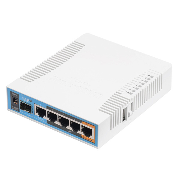 MikroTik hAP ac RB962UiGS-5HacT2HnT WiFi AC1750Mb/s High Power 800mW dual band 2.4GHz & 5GHz 802.11ac/a/b/g/n VPN Gigabit ruter 5 LAN / WAN + SFP fiber, PoE in & out, USB za LTE & storage, 128MB, ...