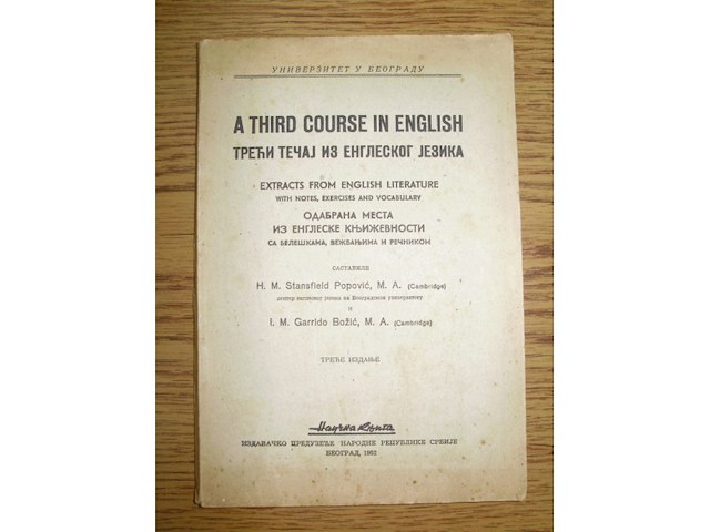 A THIRD COURSE IN ENGLISH - TREĆI TEČAJ IZ ENGLESKOG