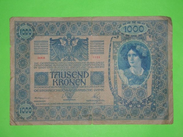 Papirni novac,Austrija,stare pare,1000 kruna,193x128mm