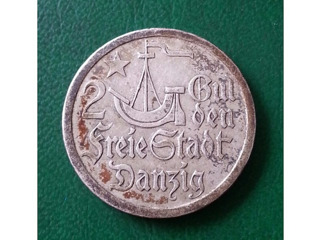 DANZIG 2 GULDENA 1923 srebro